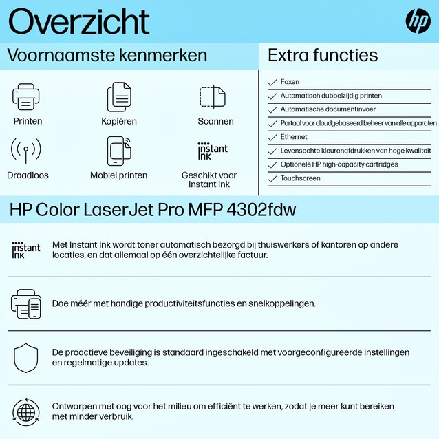 Multifunctional Laser printer HP Color LaserJet 4302fdw OfficeNoord